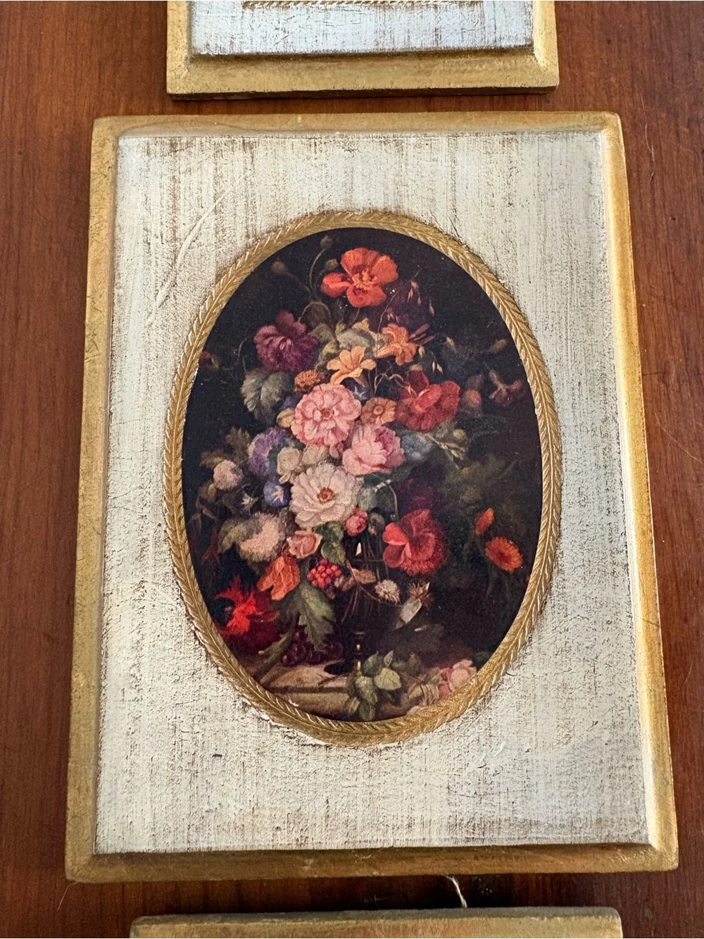 Accents | Gold Trim Florentine Wall Frame Trio Floral Wooden Plaques ...